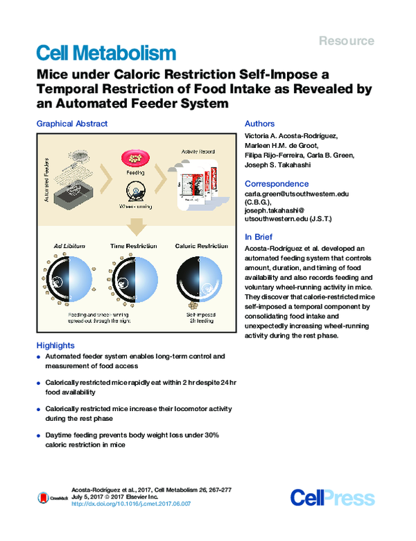 (PDF) Mice under Caloric Restriction Self-Impose a Temporal Restriction ...