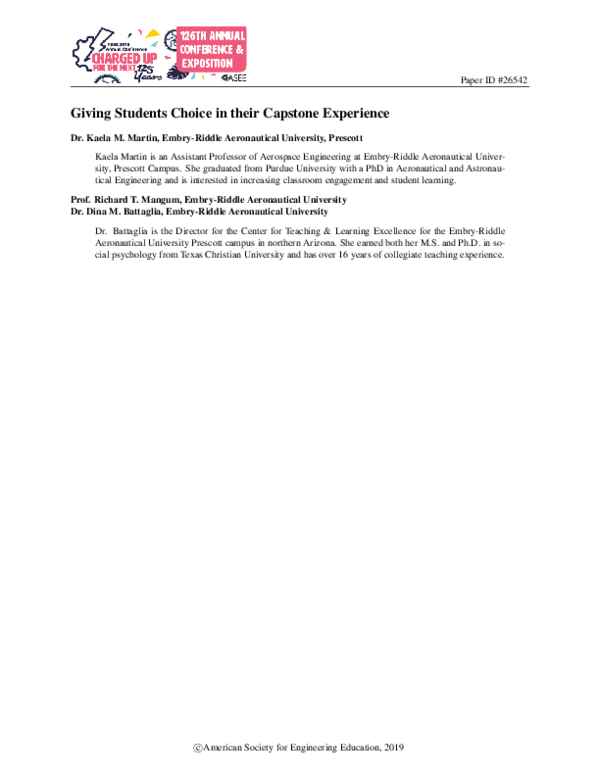 (PDF) Giving Students Choice in their Capstone Experience
