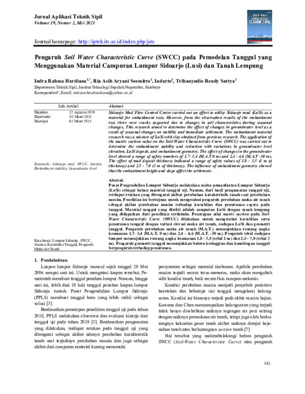 (PDF) Pengaruh Soil Water Characteristic Curve (SWCC) Pada Pemodelan ...