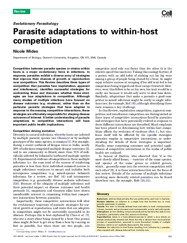(PDF) Parasite adaptations to within-host competition