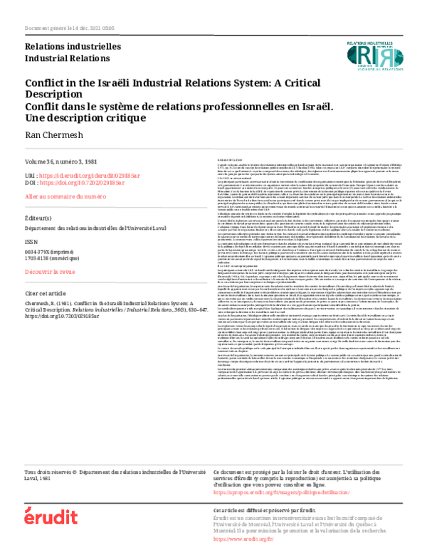(PDF) Industrial Relations System A Critical Description