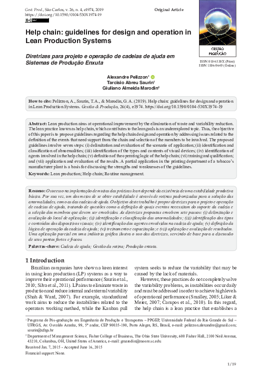 (PDF) Help chain: guidelines for design and operation in Lean ...