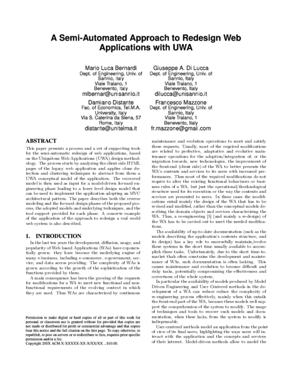 (PDF) A Semi-Automated Approach to Redesign Web Applications with UWA