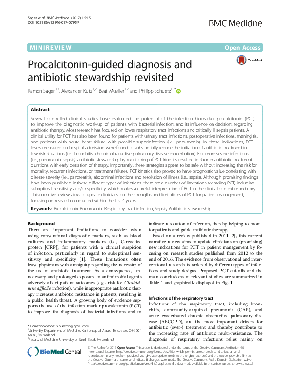 (PDF) Procalcitonin-guided diagnosis and antibiotic stewardship revisited