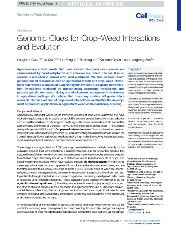 (PDF) Genomic Clues for Crop–Weed Interactions and Evolution