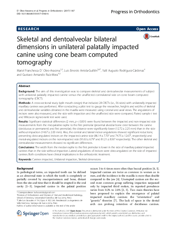 (PDF) Skeletal and dentoalveolar bilateral dimensions in unilateral ...