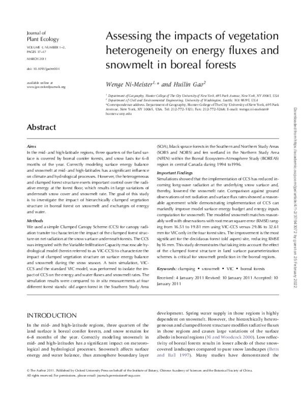 (PDF) Assessing the impacts of vegetation heterogeneity on energy ...