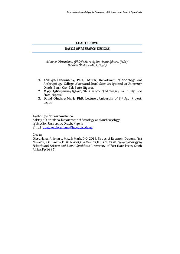 (PDF) Basics of Research Design