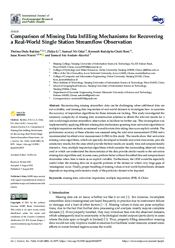 (PDF) Comparison of Missing Data Infilling Mechanisms for Recovering a Real-World Single Station ...