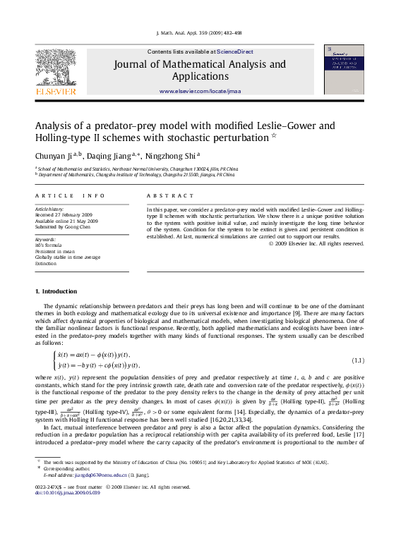 Pdf Analysis Of A Predator Prey Model With Modified Leslie Gower And