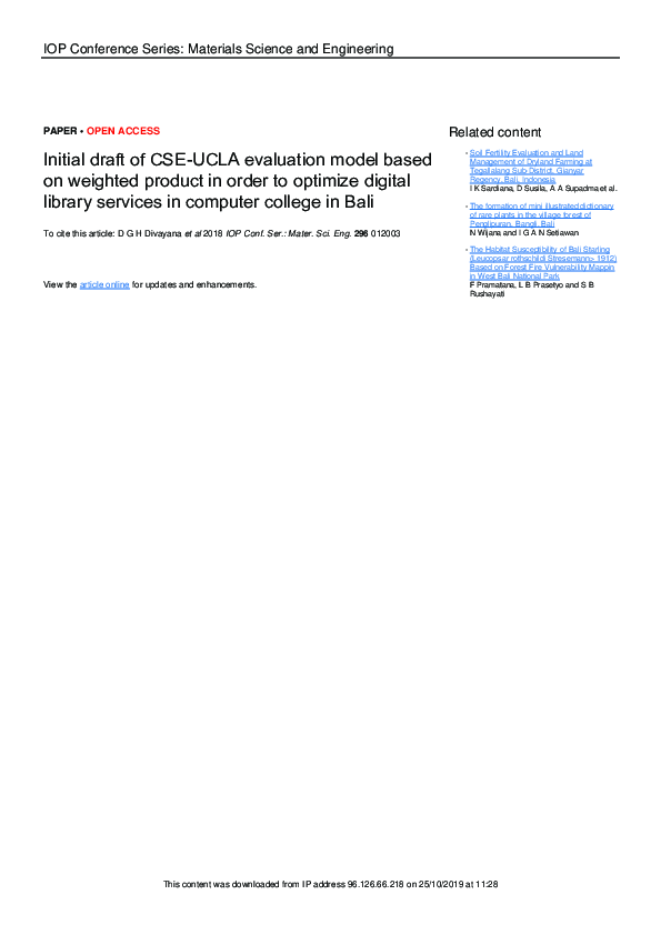 (PDF) Initial draft of CSE-UCLA evaluation model based on weighted product in order to optimize ...
