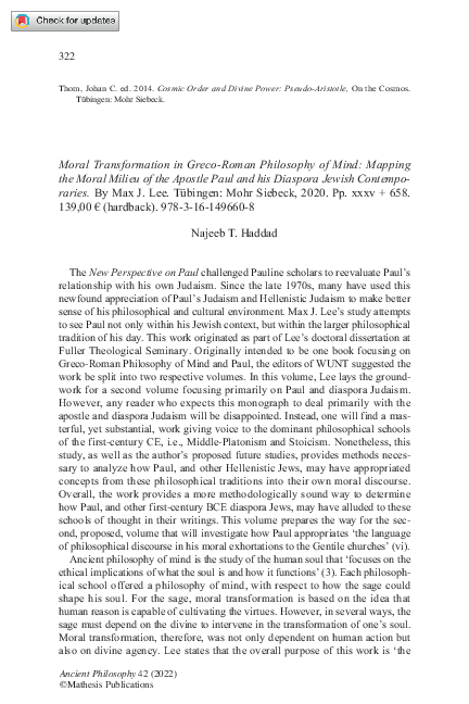 (PDF) Review of Moral Transformation in Ancient Philosophy