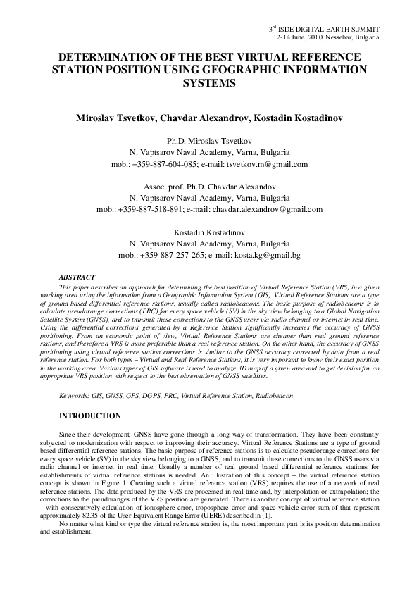 (PDF) Determination of the Best Virtual Reference Station Position ...