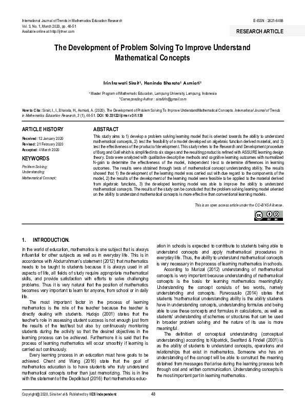 (PDF) The Development of Problem Solving To Improve Understand ...