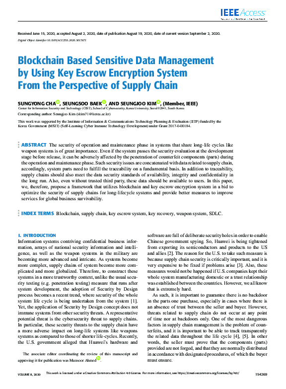 Pdf Blockchain Based Sensitive Data Management By Using Key Escrow Encryption System From The