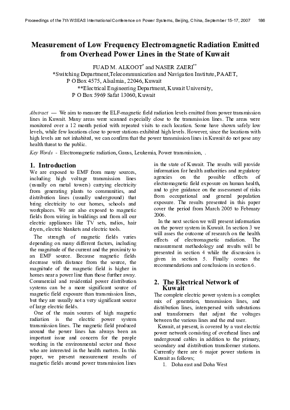 (PDF) Measurement of Low Frequency Electromagnetic Radiation Emitted ...