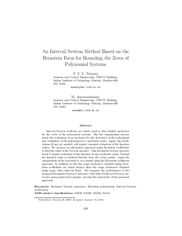 (PDF) An Interval Newton Method Based on the Bernstein Form for Bounding the Zeros of Polynomial ...