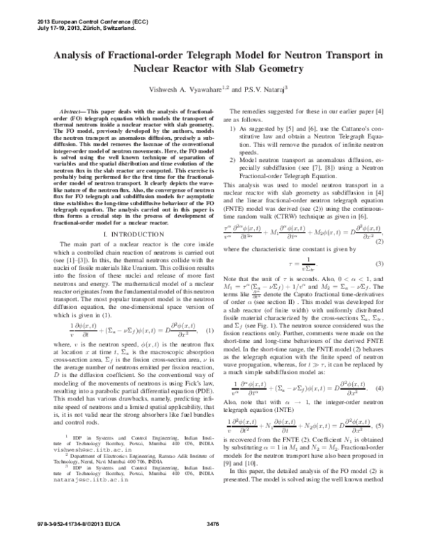 (PDF) Analysis of fractional-order telegraph model for neutron ...