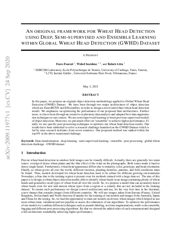 (PDF) An original framework for Wheat Head Detection using Deep, Semi-supervised and Ensemble ...