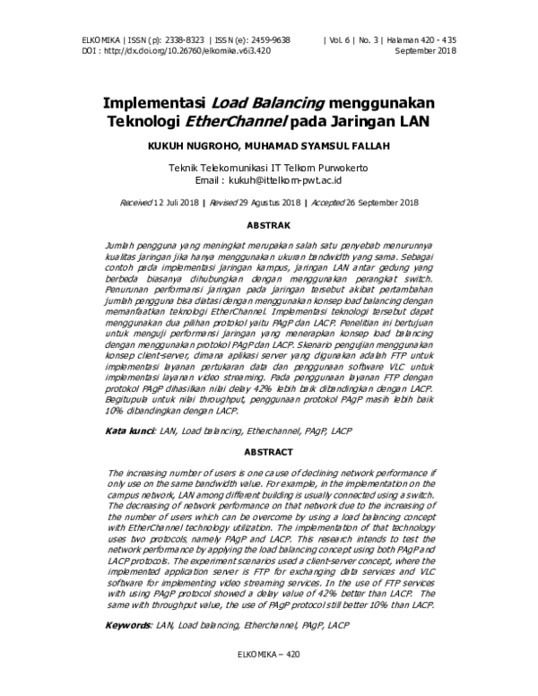 (PDF) Implementasi Load Balancing menggunakan Teknologi EtherChannel pada Jaringan LAN