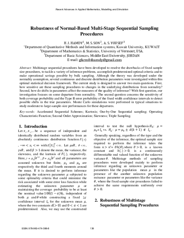 (PDF) Evaluating Sensitivity in Multi-Stage Sampling Procedures
