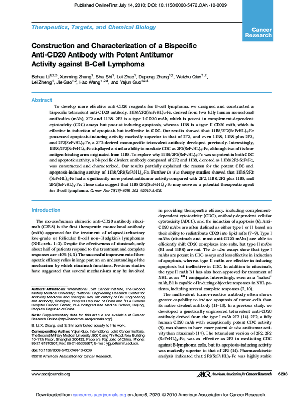 (PDF) Construction and Characterization of a Bispecific Anti-CD20 ...