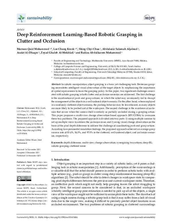 (PDF) Deep Reinforcement Learning-Based Robotic Grasping in Clutter and Occlusion