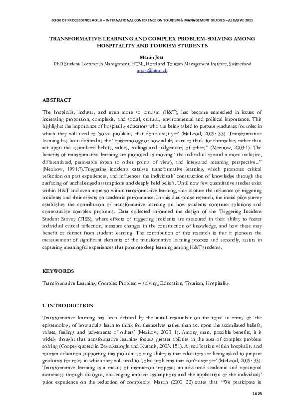 (PDF) Transformative learning and complex problem-solving among ...