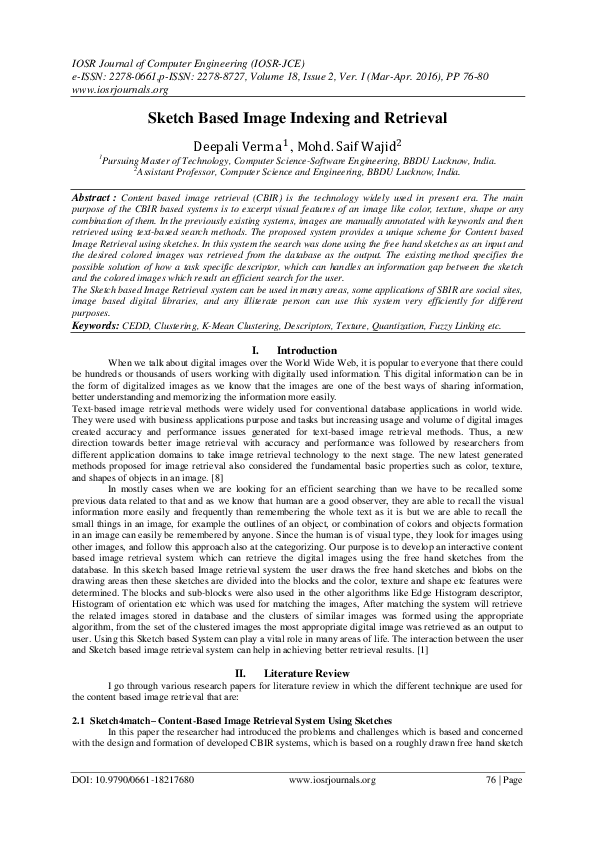 (PDF) Sketch Based Image Indexing and Retrieval