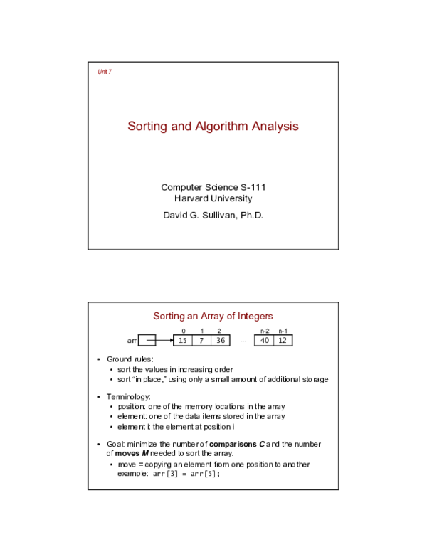 (PDF) Sorting and Algorithm Analysis