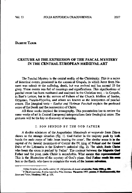 (PDF) GESTURE AS THE EXPRESION OF THE PASCAL MYSTERY IN THE CENTRAL ...