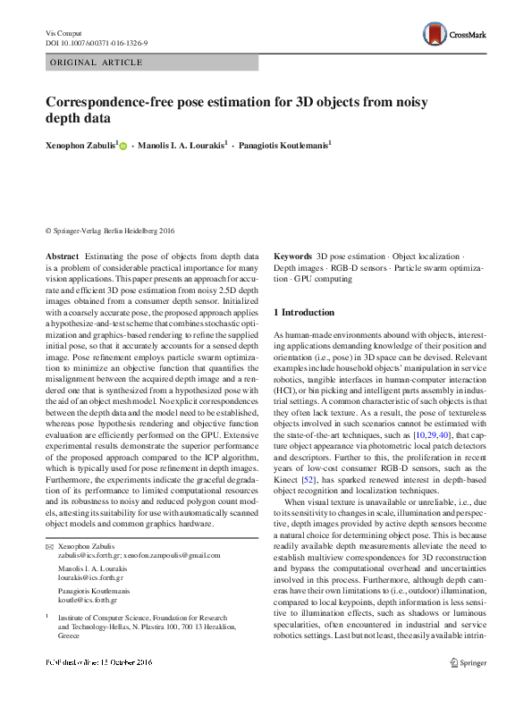 (PDF) Correspondence-free pose estimation for 3D objects from noisy depth data