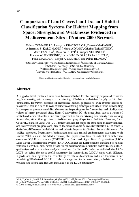 (PDF) Comparison of Land Cover/Land Use and Habitat Classification ...