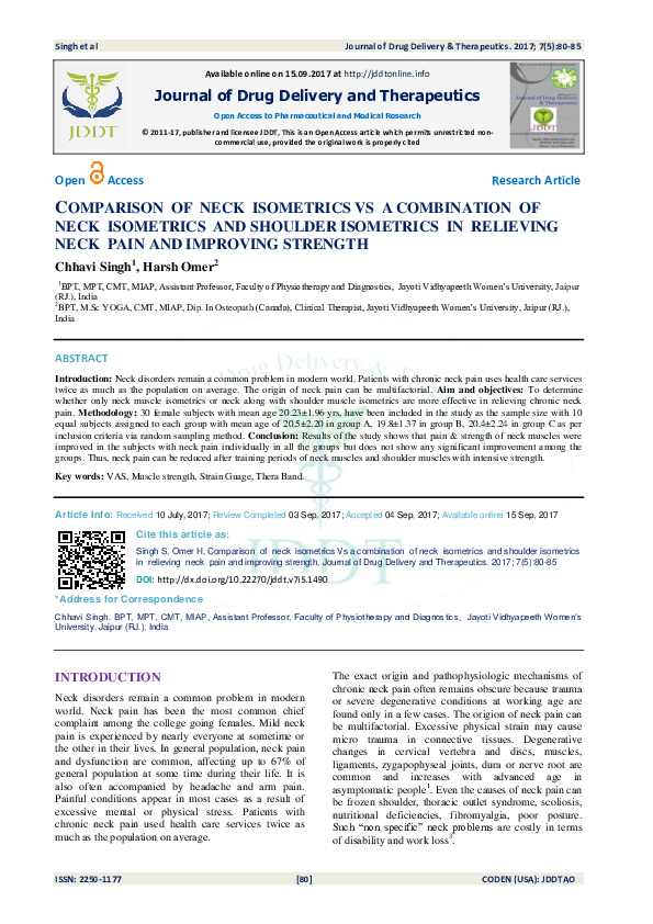 (PDF) Comparison of Neck Isometrics vs a Combination of Neck Isometrics ...