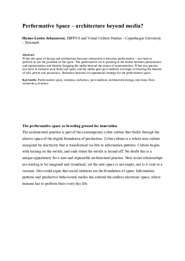 (PDF) Performative Space–architecture beyond media?
