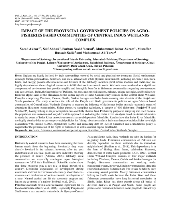 (PDF) Impact of the Provincial Government Policies on Agro- Fisheries ...