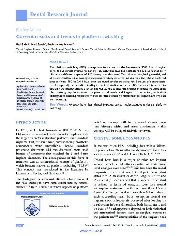(PDF) Current results and trends in platform switching