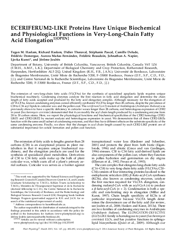 (PDF) CER2-LIKE Proteins have Unique Biochemical and Physiological ...