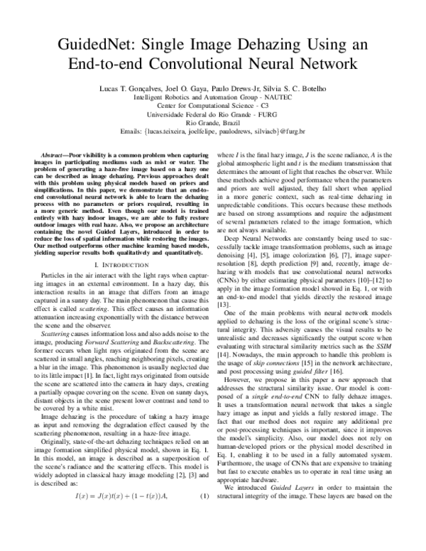 (PDF) GuidedNet: Single Image Dehazing Using an End-to-End ...