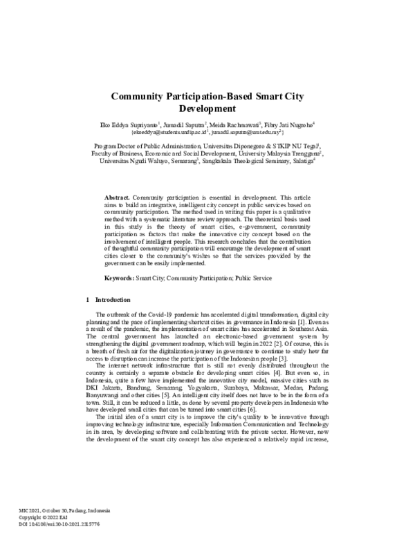 (PDF) Community Participation-Based Smart City Development