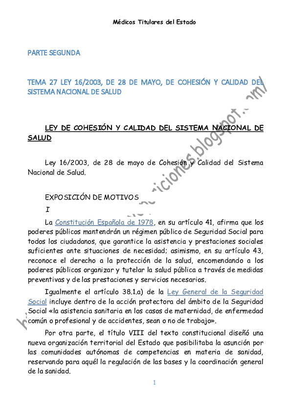 (PDF) TEMA 27 ley 16 2003 cohesión y calidad