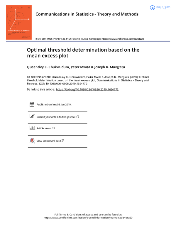 (PDF) Optimal threshold determination based on the mean excess plot