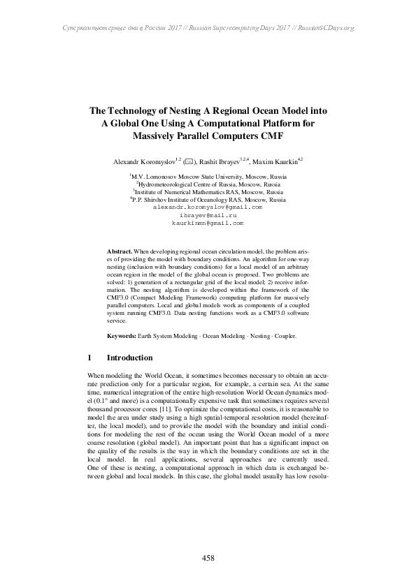 (PDF) The Technology of Nesting a Regional Ocean Model into a Global ...