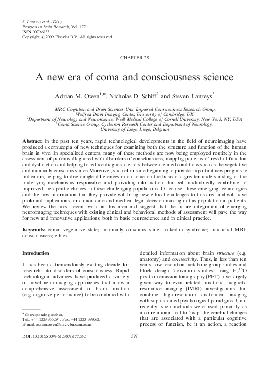 (PDF) A new era of coma and consciousness science