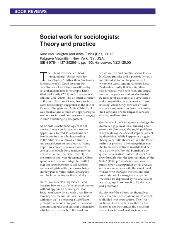 (PDF) Social work for sociologists: Theory and practice