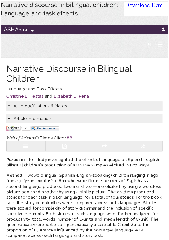 (PDF) Narrative discourse in bilingual children: Language and task effects