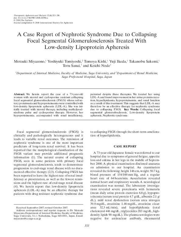 (PDF) Lipopheresis in the nephrotic syndrome | Masatoshi Mune ...