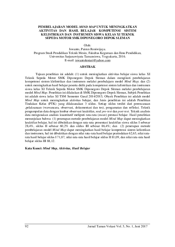 (PDF) Pembelajaran Model Mind Map Untuk Meningkatkan Aktivitas Dan ...