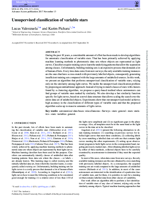 (PDF) Unsupervised classification of variable stars | Lucas Valenzuela - Academia.edu