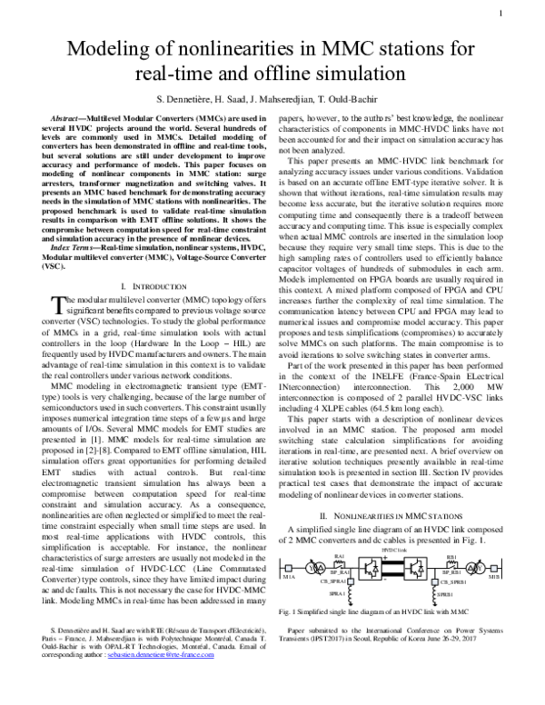 (PDF) Modeling of nonlinearities in MMC stations for real-time and offline simulation ...